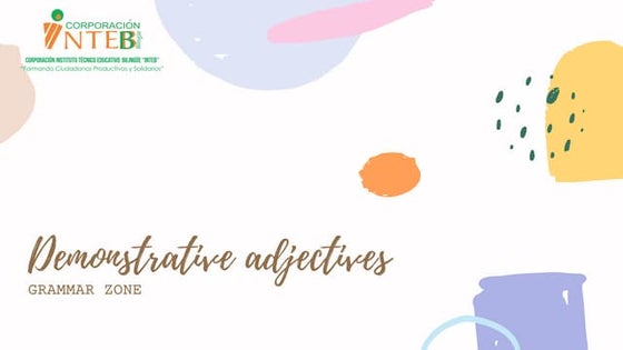 Begginers lesson 1 - demonstrative adjectives and demonstrative ...