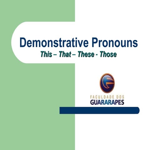 Demonstrative pronouns | PPT