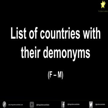 Demonyms (F - M) | PPTX