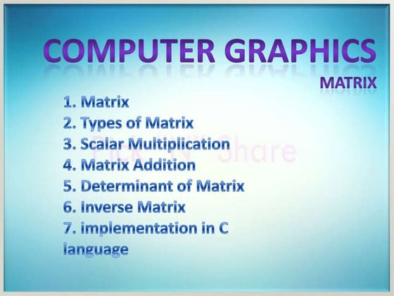 Matrices And Application Of Matrices | PPT