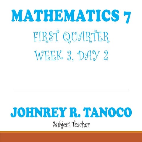 Demonstration on Math lesson. Grade 7 Quarter 1 | PPT