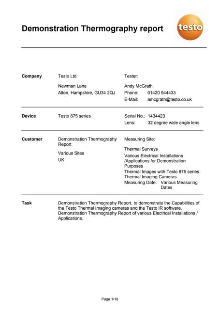 Demonstration thermography report comparison between 320 x 240 versus ...