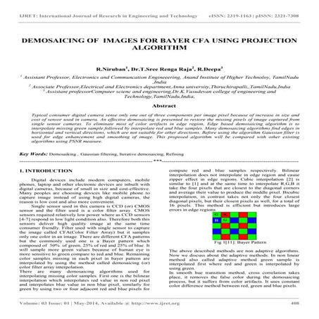 Demosaicing of images for bayer cfa using projection algorithm | PDF