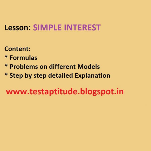 Tutorial Simple interest | PDF