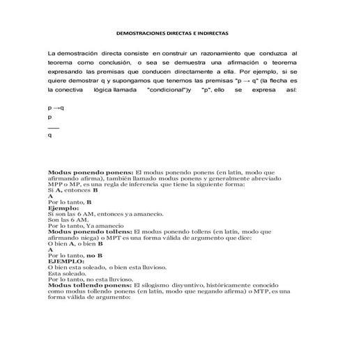 Demostraciones directas e indirectas | DOCX
