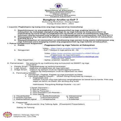 Ikatlong Linggong Aralin sa Values Education | PPTX