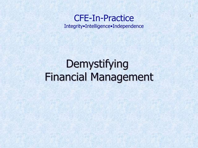 Demystifying Financial Management | PPT Demystifying Financial Management | PPT