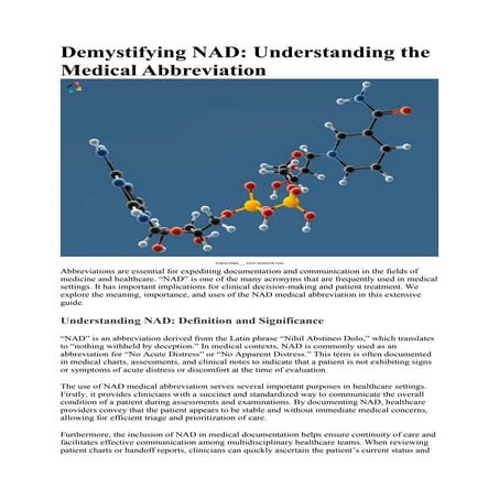 NAD Medical Abbreviation: Understanding Its Meaning and Significance in ...