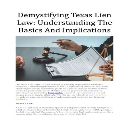 Demystifying Texas Lien Law- Understanding The Basics And Implications.docx
