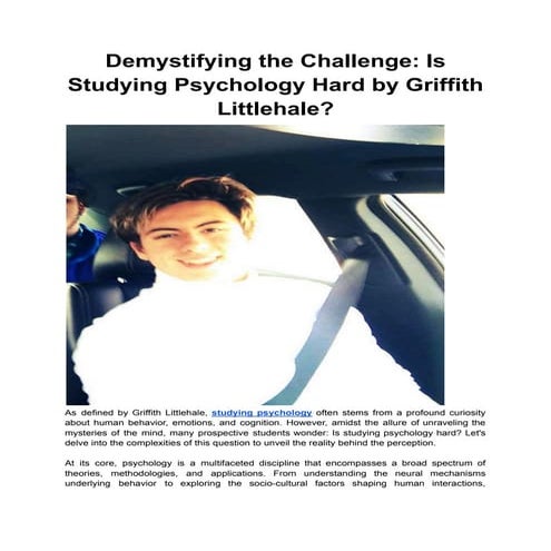 Demystifying the Challenge: Is Studying Psychology Hard by Griffith ...