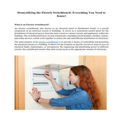 Demystifying the Electric Switchboard: Everything You Need to Know! | PDF