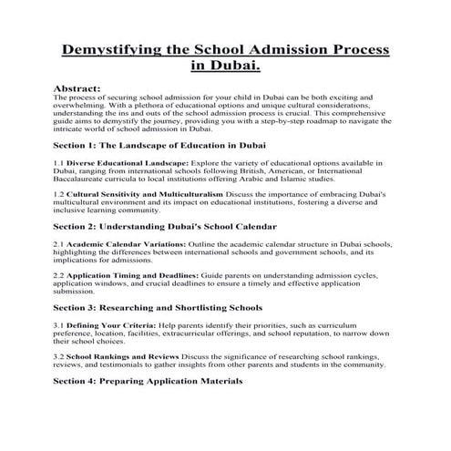 Navigating the School Admission Process: A Comprehensive Guide | PDF