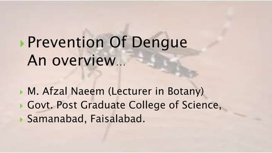 Prevention and control of dengue fever | PPTX | Infectious Diseases ...