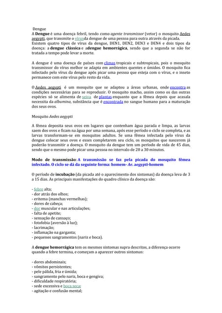 Dengue - Texto e atividade | PDF