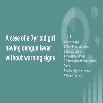 Case study- Dengue Fver | DOC