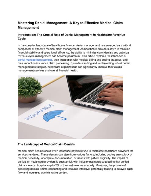 What is Denial Management in Healthcare? | PPTX | Health Insurance ...