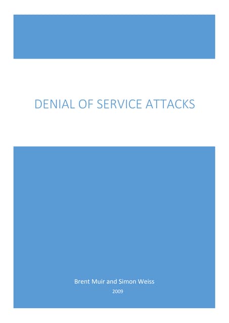 Basics of Denial of Service Attacks | PPTX | Information and Network Security | Computing