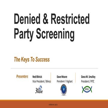Denied party screening 2016 webinar final | PDF