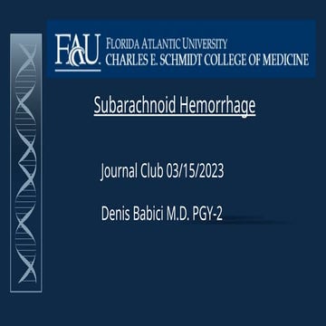 Subarachnoid Hemorrhage, Management and treatment | PPTX