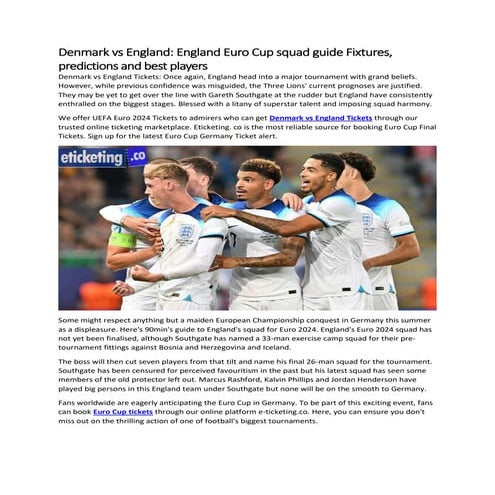 Denmark vs England England Euro Cup squad guide Fixtures, predictions ...