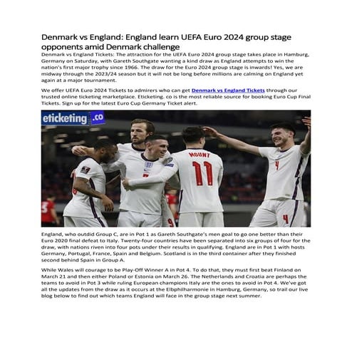 Denmark vs England England learn UEFA Euro 2024 group stage opponents ...