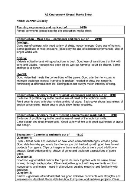 Froud lucy evaluation and overall feedback sheet | DOCX