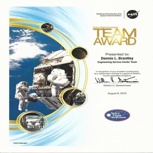 Dennis Received NASA Space Flight Awareness Team Award | PDF