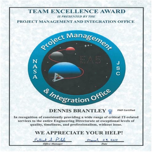 Dennis Received Team Excellence Award | PDF