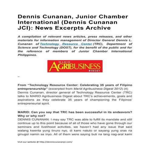 Dennis Cunanan JCI: News Excerpts Archive | PDF