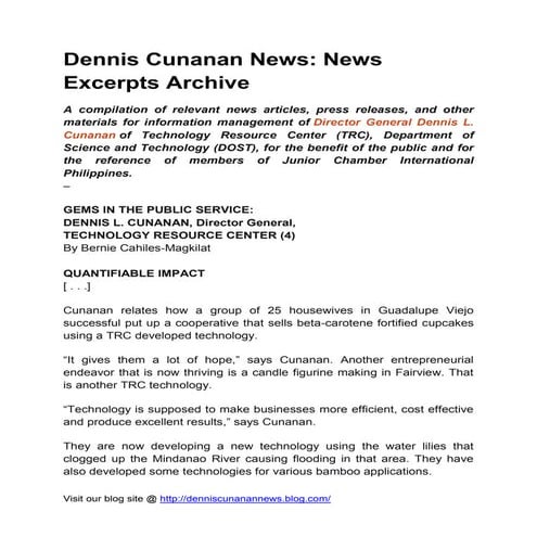 Dennis Cunanan News: News Excerpts Archive | PDF