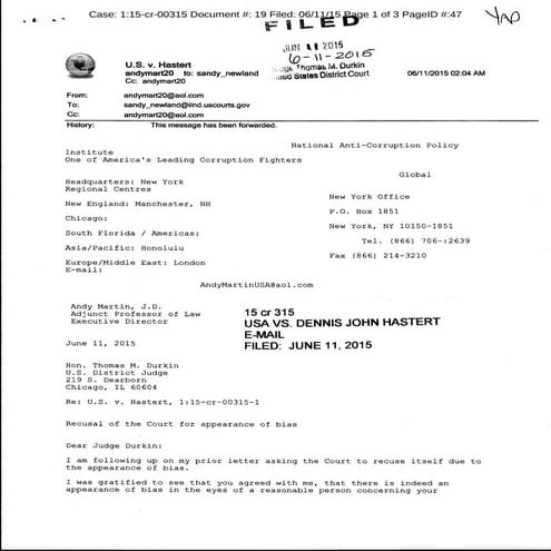 Dennis hastert judge asked recusal for conflict | PDF