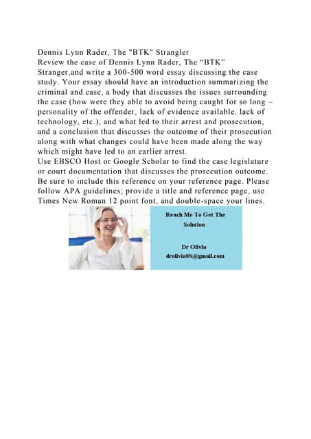Dennis Lynn Rader, The BTK Strangler Review the case of Dennis Lyn | PDF