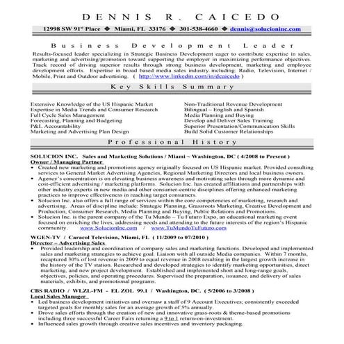Dennis r caicedo resume-dh | DOC | Sales | Business