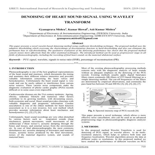 Denoising of heart sound signal using wavelet transform | PDF