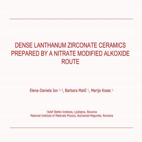Dense Lanthanum Zirconate Ceramics | PPT