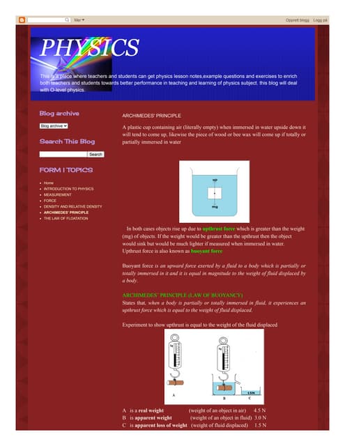 Buoyancy and Archimedes’ Princple | PPTX | Chemistry | Science