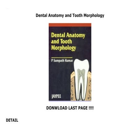Dental Anatomy and Tooth Morphology | PDF | Dental Health | Diseases ...
