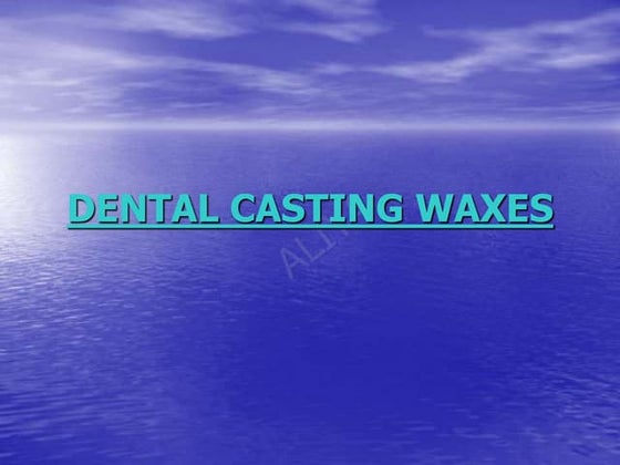 Inlay wax | Dentistry | PPTX | Oral care | Personal Care