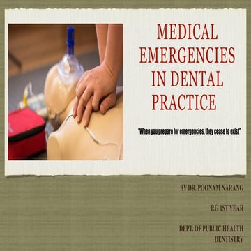 Medical Emergencies in Dentistry/Dental practices | PPT