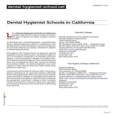 Dental hygienist schools in california | PDF