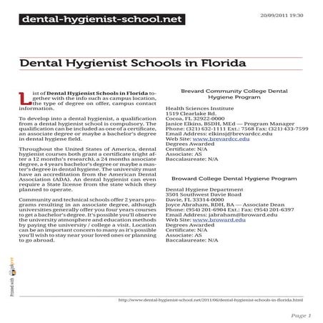 Dental hygienist schools in florida | PDF