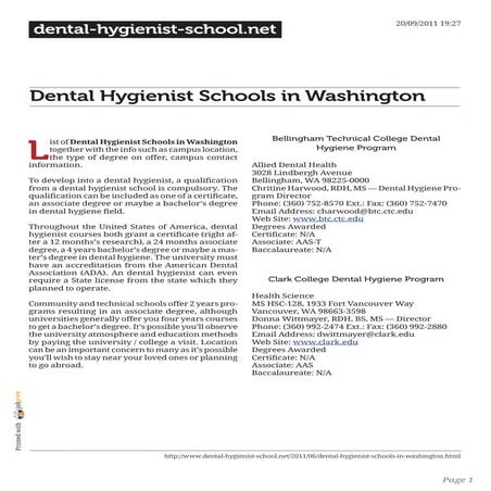 Dental hygienist schools in washington | PDF