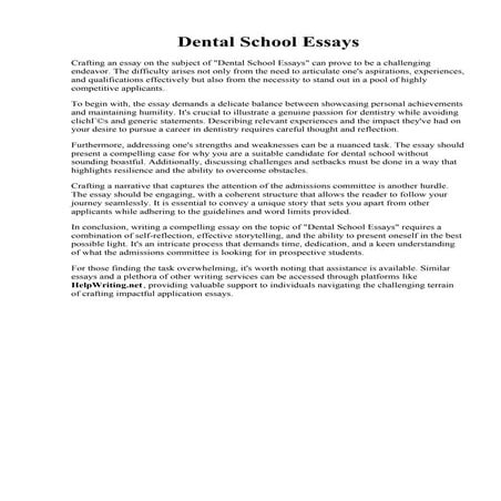 Dental School Essays. How To Write A Personal Essay For Dental College ...