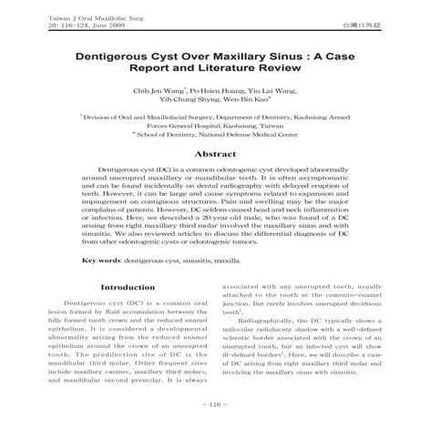 Dentigerous cyst over maxillary sinus a case report and literature ...
