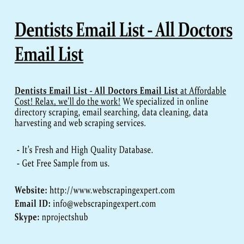 Dentists Email List - All Doctors Email List | PPTX