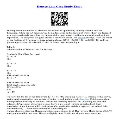 Denver Law Case Study Essay | PDF