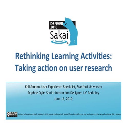 Rethinking Learning Activities - Taking Action on User Research | PDF ...