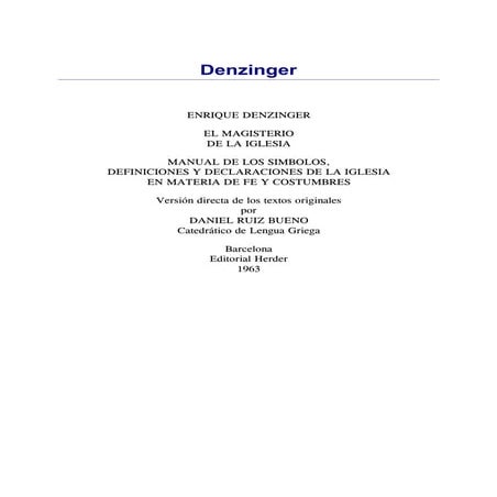 Denzinger, enchiridion symbolorum | PDF