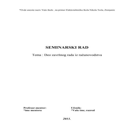 Deo zavrsnog rada iz racunovodstva | PDF