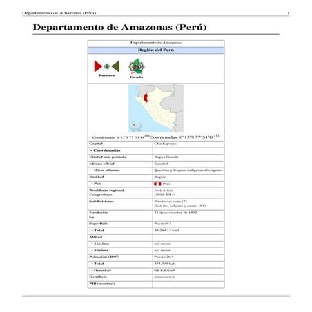 Departamento de amazonas (perú) | PDF